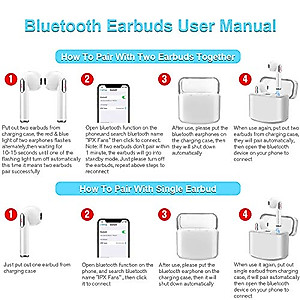 Wireless Earbuds with Charging Case,Bluetooth Earbuds with Mic for Running,Wireless Earphones Bluetooth Earphones with Microphone,Mini Sports Earbuds Sweatproof Compatible iOS Android Smartphone