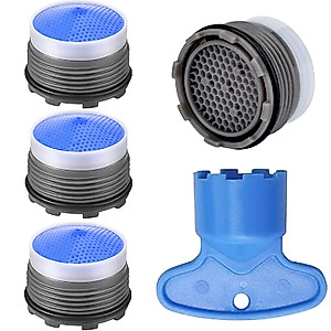 4PCS Faucet Cache Aerator and 1PCS Cache Faucet Aerator Key, 18.5mm Water Saving Flow Restrictor Set Replacement Parts for Kitchen High Speed ​​Aerator Bathroom Sink Aerator (1.5GPM)