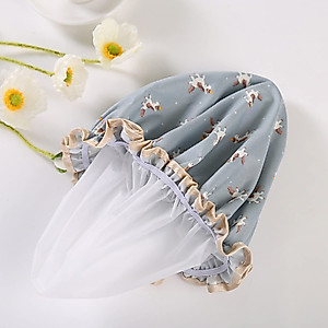 Jayutson 3 Packs shower cap for women,Reusable Women's Waterproof Shower Cap, 10.6" (about 27cm) Double Layer Waterproof Women's Shower Caps, Washable Ladies and Girls Shower Cap, Double Layer Waterproof Shower Cap, Men's Ladies Shower Caps (Navy blue + Y