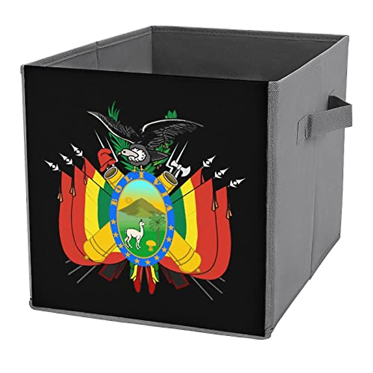 Coat of Arms of Bolivia Canvas Collapsible Storage Bins Cube Organizer Baskets with Handles for Home Office Car