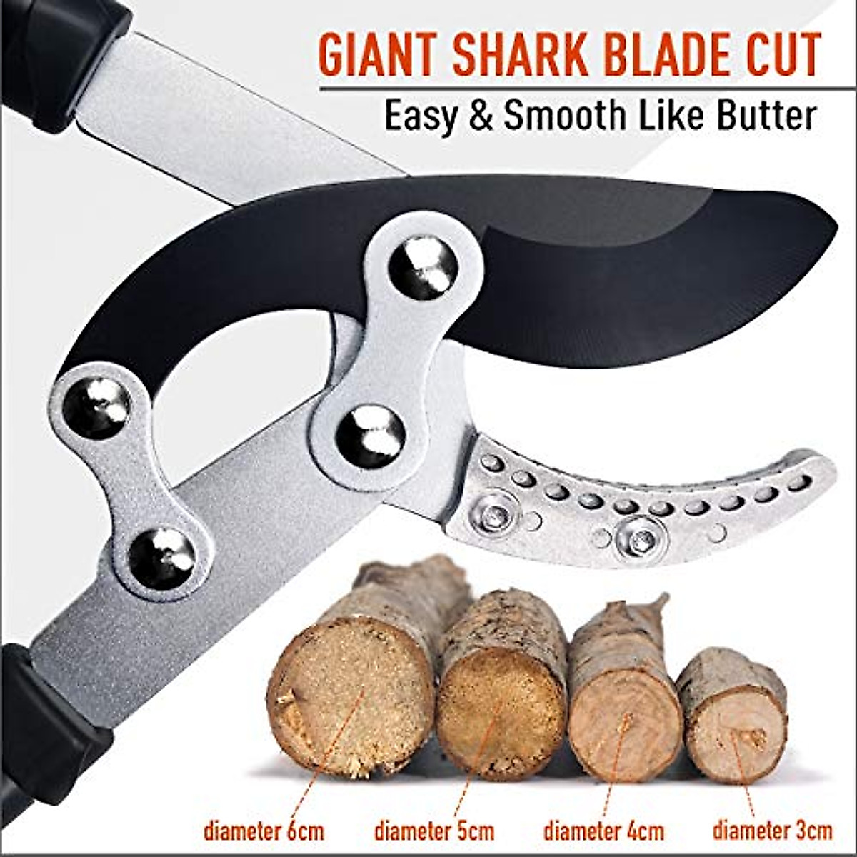 Jardineer 2" Anvil Loppers Shears - Loppers Heavy Duty with Garden Shears & Spare Blade, Effortless Pruning Tree Loppers, 30" Branch Cutter and Long-Lever Tree Trimmer