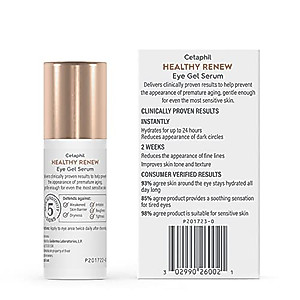 Cetaphil Hydrating Eye Gel Serum, 0.5 Oz - Reduces Dark Circles & Wrinkles, 24Hr Under Eye Cream, Retinol Alternative Peptide for Sensitive Skin