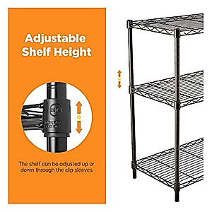 Ymlpre 3 Tier Shelving Unit NSF Wire Shelf Metal Large Storage Shelves Heavy Duty Height Adjustable Commercial Grade Iron Utility Layer Rack Organizer, 23.6x13.8x33.5, 3-Tier 33.5inch