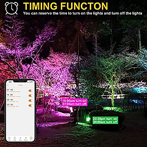 LED Flood Lights RGB Color Changing 300W Equivalent Outdoor, 30W Bluetooth Smart Floodlights APP Control, IP66 Waterproof, Timing, 2700K&16 Million Colors 23 Modes for Landscape Stage Lighting 2 Pack