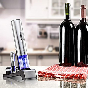 Ivation 6-in-1 Wine Gift Set – Wine Lover’s Dream Includes Stainless Steel Electric Wine Bottle Opener, Electric Vacuum Wine Preserver, 2 Dated Cork Stoppers, Bonus Foil Cutter & Charging Base