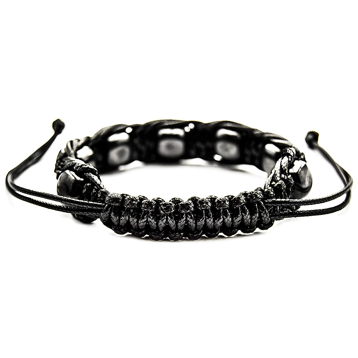 Wallystone Gems Shungite Bracelets - Arachne Black - for Mens - Woman - Brided Dense Beaded - Adjust Wirst Size - Each one has a Certificate of Authenticity