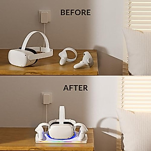 Bioherm Charging Dock for Oculus Quest 2, Magnetic Charging Station for Meta Quest 2 VR Headset & Controllers, with 2 Rechargeable 2100mAh Batteries, USB-C Charger and Cable, Supports LED Indicator