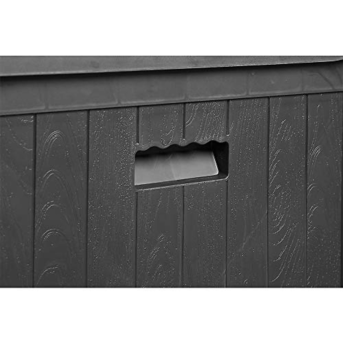 Ainfox Patio Storage Deck Box, Outdoor Storage Plastic Bench Box - All Weather Resin Wicker Deck Box Storage Container Bench Seat (Carbon Black)