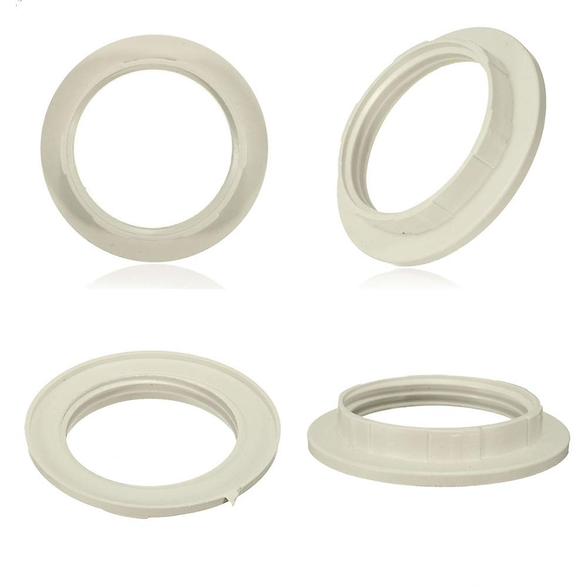 EFINEHOME Efine 6 Pack Socket Screw Bulbs Edison Retro Pendant Lamp Holder Trap Black Twist and Lock E26 E27 Socket Replacement Ring(White)