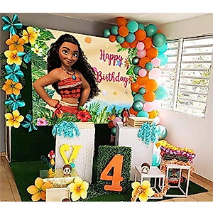 7x5ft Moana Birthday Party Backdrop Photo Summer Sea Moana Background Photography Princess Girls Birthday Cake Table Decoration