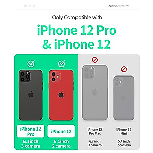 GOOSPERY for iPhone 12/12 Pro (2020) 6.1-Inch Card Holder Wallet Case, Protective Dual Layer Bumper Phone Back Cover with Hidden Mirror - Purple