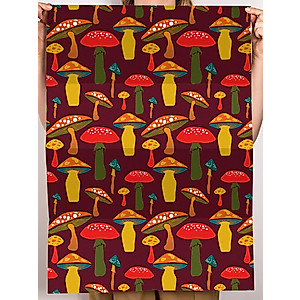 CENTRAL 23 Red Wrapping Paper - Mushroom Wrapping Paper - Red Yellow - Vibrant - 6 Sheets Gift Wrap - For Birthday Christmas Holiday - Comes With Stickers