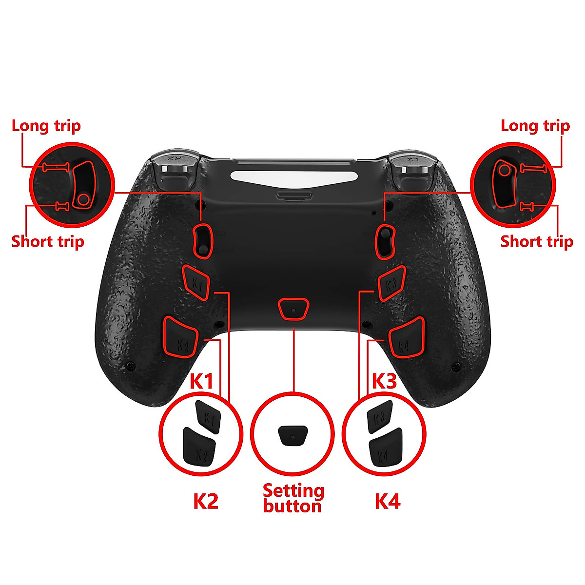 eXtremeRate White Decade Tournament Controller (DTC) Upgrade Kit for PS4 Controller JDM-040/050/055, Upgrade Board & Ergonomic Shell & Back Buttons & Trigger Stops - Controller NOT Included