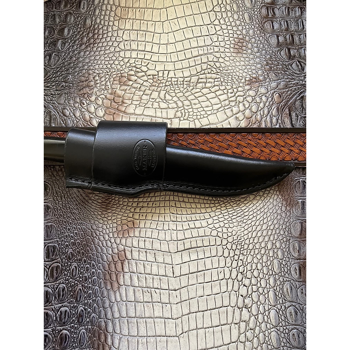 Carl Thomas Leathers Custom Cross Draw Knife Sheath Fits Buck 105 Knife, Fixed Blade Knife Holder, Black