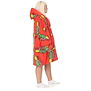 Friends Central Perk Vuddie Oversized Blanket Hoodie Women Ladies Red Fleece One Size