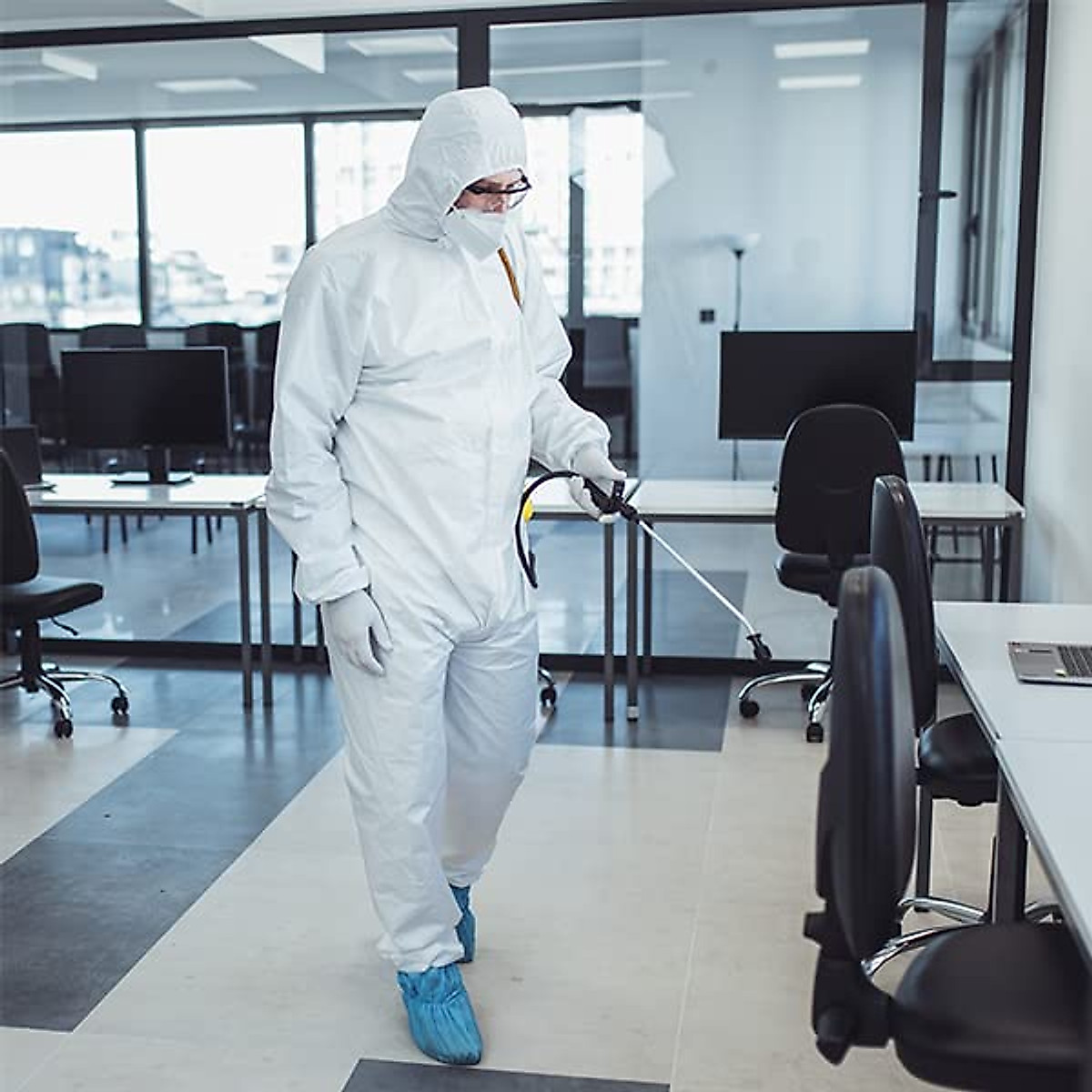 Disposable Coveralls with Hood | White | 5 Pack | Extra Large (XL) | Protective Tyvek Coverall Suit