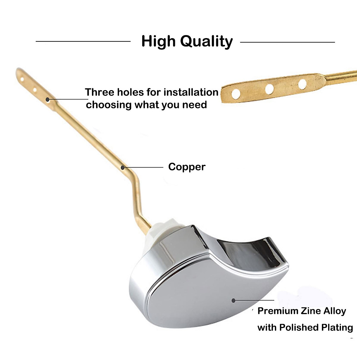 wLuckyCL Toilet Tank Flush Lever Replacement for TOTO Solid Side Mount Toilet Flush Lever