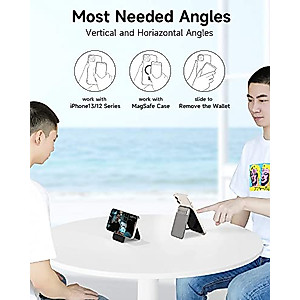 MAGKOTA MagSafe Wallet Max 5 Cards, Magnetic Card Holder Compatible with iPhone 14 /iPhone 13/ iPhone12 Series, Stretchy Fabric iPhone Wallet Stand with Flap,and Has 2 Viewing Angles (Grey)