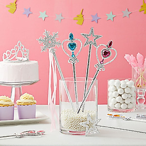 BLUE PANDA 12 Pack Fairy Princess Wand for Girls, Party Favors for Kids, Dress Up Accessories