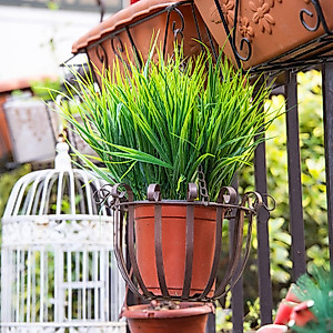 YUESUO 10pack Artificial Tall Grass Plant Outdoor UV Resistant Artificial Wheat Grass Faux Shrubs Fake Outdoor Plants for Home Garden Decoration