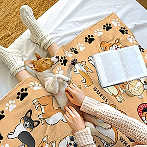 Corgi Throw Blanket Cute Dog Ultra Soft Warm Cozy Lightweight Microfiber Blankets Flannel Sherpa Fuzzy Fluffy Plush Throws for Sofa Couch Bedding All Season 60"x50"