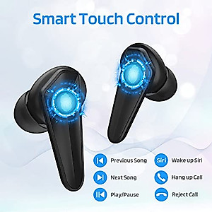 LTC SS-503 TWS Wireless Earbuds, Bluetooth 5.1 in-Ear Earphones with Wireless Charging Case IPX4 Waterproof, Built-in Mic RGB Stereo Headphones for Sport, Gaming, Black