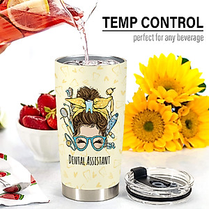 HOMISBES Dental Assistant Gifts for Women - Stainless Steel Nutrition Facts Tumbler Cup for Dental Assistant - Dental Assistant Appreciation Travel Mug 20oz