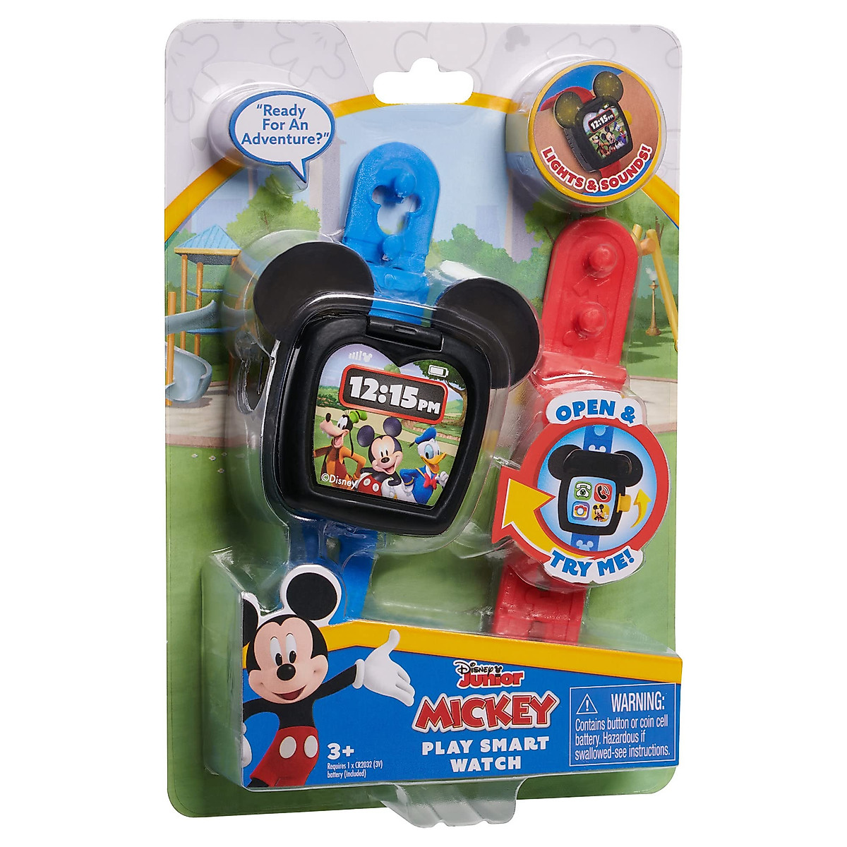 Disney Junior Mickey Mouse Funhouse Toy Watch for Kids with Lights and Sounds, Officially Licensed Kids Toys for Ages 3 Up by Just Play