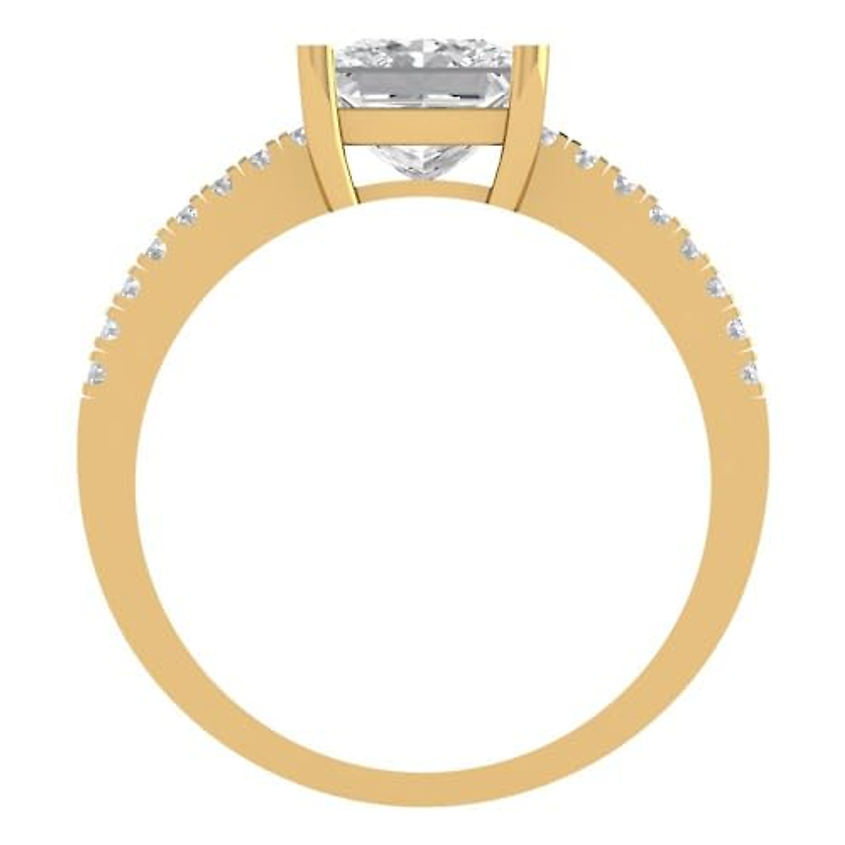 Clara Pucci 1.66 ct Princess Cut Solitaire W/Accent Genuine Moissanite Wedding Promise Anniversary Bridal Ring 18K Yellow Gold Size 6.5