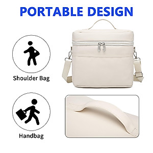 Insulated Lunch Bag for Women Adult Lunch Box Lightweight Waterproof Lunchbox Soft Cooler Reusable Lunch Bags for Work(Cream, Medium)