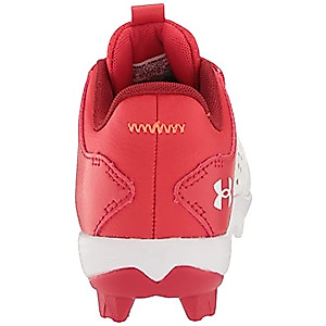Under Armour Baby Boys Leadoff Low Junior Rubber Molded Cleat Baseball Shoe, (601) Red/White/White, 3 Little Kid US