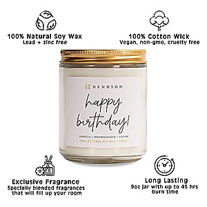Candles Gifts for Women, Happy Birthday Candle - Bday Candle Gift Ideas for Best Friends, Mom, Sister, Aunt, Daughter, Grandma, Wife, Coworkers - Hendson Handmade 20th 30th 40th 50th Presents