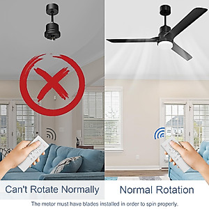 alescu Black Ceiling Fans with Lights,60" Indoor and Outdoor Ceiling Fan with Remote Control, Modern Reversible DC Motor for Patio Bedroom Living Room