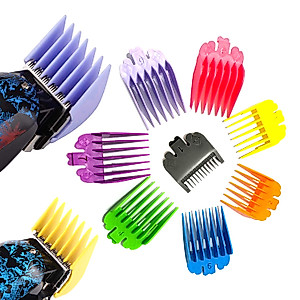 8 Color 8 Length Professional Hair Clipper Guide Combs, Replacement Guards Set, Attachment Guide Combs, Great Fits for All Full-Size Wahl Clippers/Trimmers