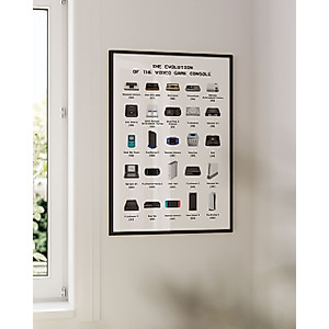 HAUS AND HUES Game Room Decor & Gamer Posters for Boys Room, Gamer Wall Art for Game Room Wall Decor, Gamer Decor for Boys Room, Video Gaming Posters, Game Consoles Collage (Black Frame, 24x36)