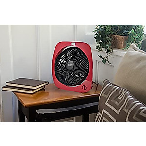 Comfort Zone CZ110RD 10" 3-Speed Square Turbo Desk Fan with 180-Degree Adjustable Tilt Head, Red