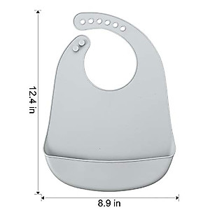 PandaEar Cute Super Thin Light Weight Unisex Silicone Baby Bibs Waterproof (Blue/Purple/Grey)