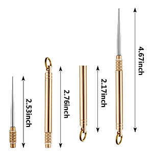 2 Pieces Portable Titanium Toothpicks Pocket Toothpick Metal Toothpick Holder for Outdoor Picnic Camping Supply, Brass Color