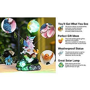 MOOTKA Garden Gnome & Books Statue Garden Gnomes with Solar Light Outdoor, Garden Gnome Statues Solar Powered Light Home Decor, Gifts for Mother's Day for Home Yard Outside Patio Lawn (Green)