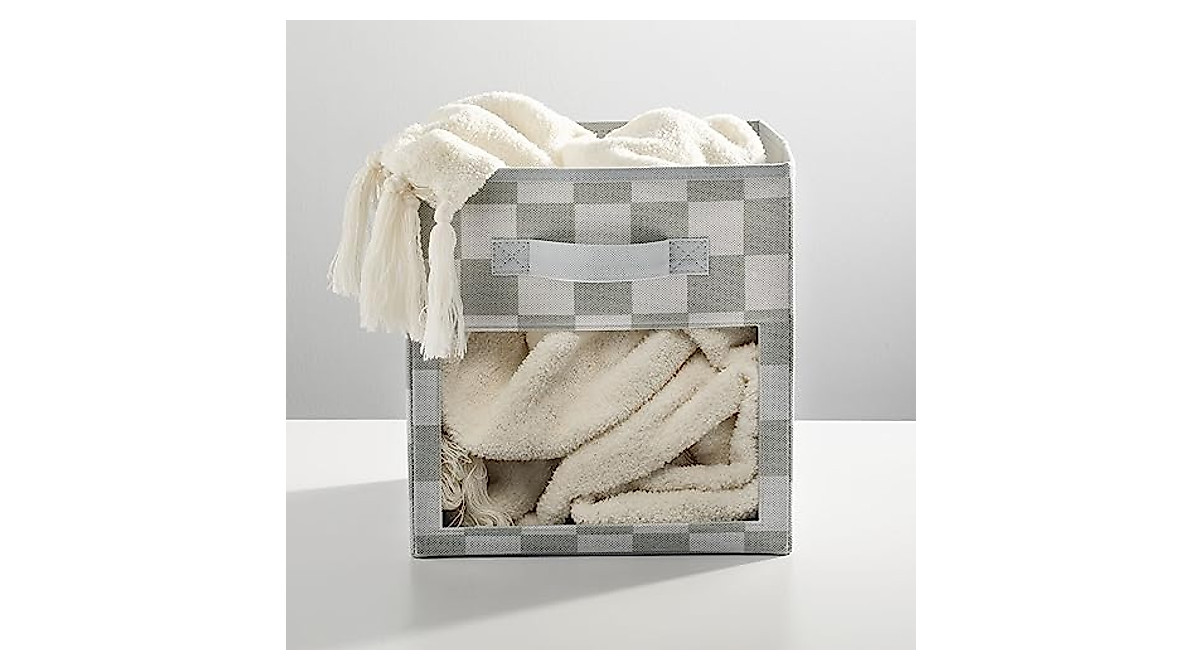 mDesign Gray Checkered Nursery Storage Organizer Bins