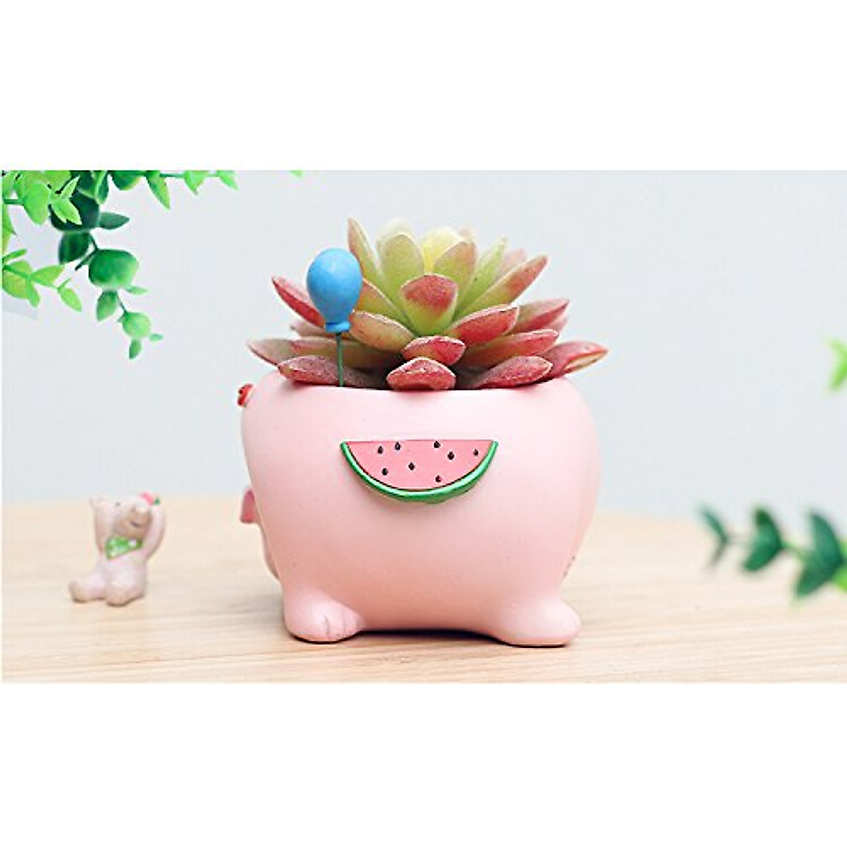 Youfui Cute Animal Flowerpot Animal Resin Succulent Planter Desk Mini Ornament (Pig)