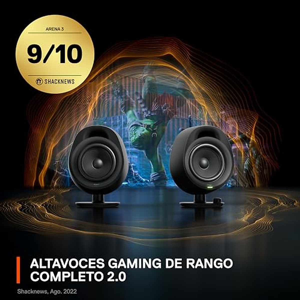 SteelSeries Arena 3 2.0 Desktop Gaming Speakers - Immersive Audio, On-Speaker Controls, 4" Drivers - Wired & Bluetooth - PC, Mac, Mobile