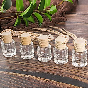 ConStore 10pcs Car Hanging Glass Bottle Empty Pendant Perfume Aromatherapy Bottle Refillable Hanging Diffuser Bottle Air Fresher Ornament Vials