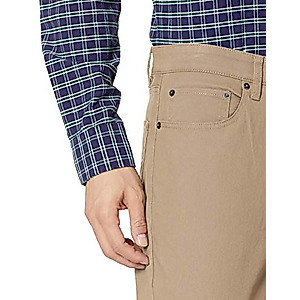 Amazon Essentials Men's Pants, Relaxed-Fit, 5-Pockets, Stretch Twill, Khaki Brown, 36W x 32L
