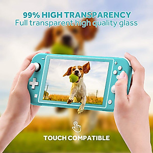 GeeRic 8PCS Case Compatible with Switch Lite, Accessories Kit Replacement1 Soft Silicon Case + 2 Screen Protector + 4 Thumb Caps + 1 Storage Carrying Green
