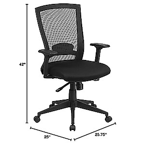 Flash Furniture Cleo Mid-Back Black Mesh Executive Swivel Ergonomic Office Chair with Back Angle Adjustment and Adjustable Arms