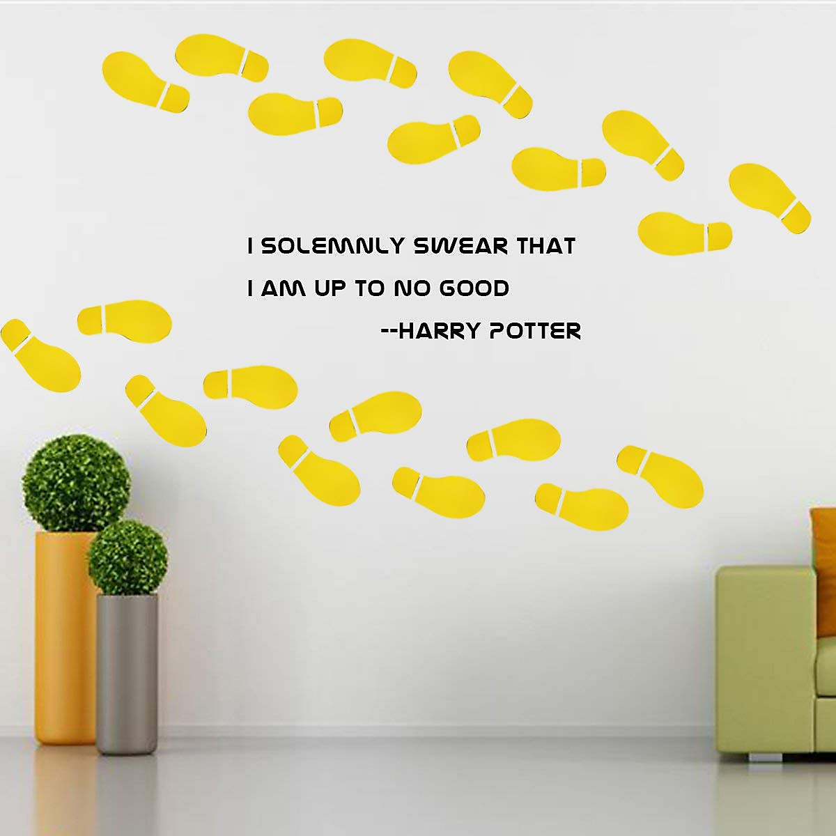 10 Pairs 20 Prints Yellow Adults Size Shoes Footprint Stickers Decals for Floor Wall Stairs to Guide Directions, 10 Inch