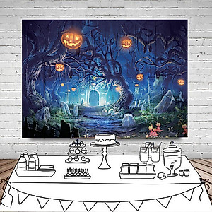 CYLYH 8X6FT Halloween Backdrop Halloween Theme Party Background Pumpkin Lantern Horror Spooky Night Photography Backdrop Halloween Decoration Background D187