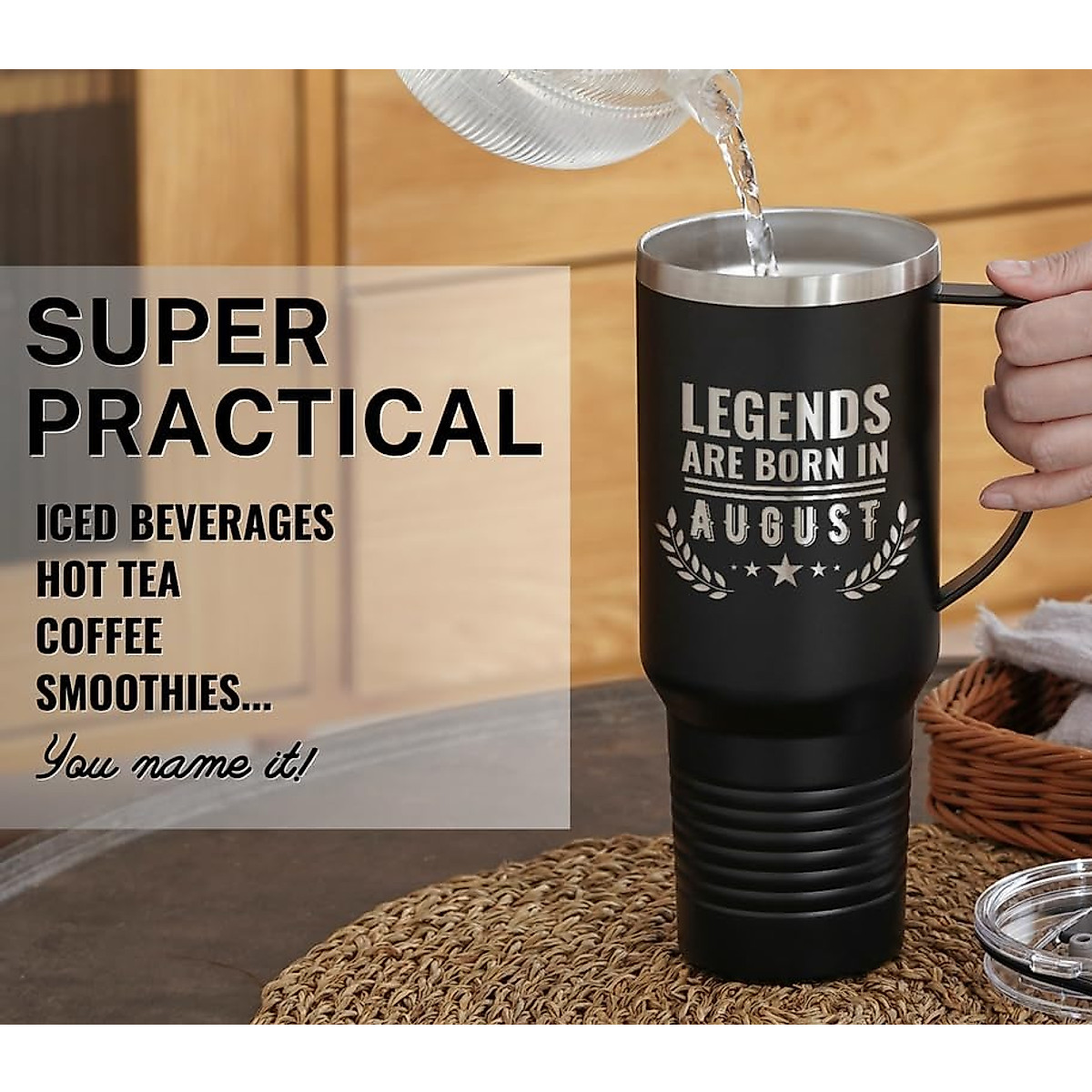 Onebttl Funny Birthday Gifts for Men, Him, 40 oz Tumbler with Handle, Black, Legends are Born in June