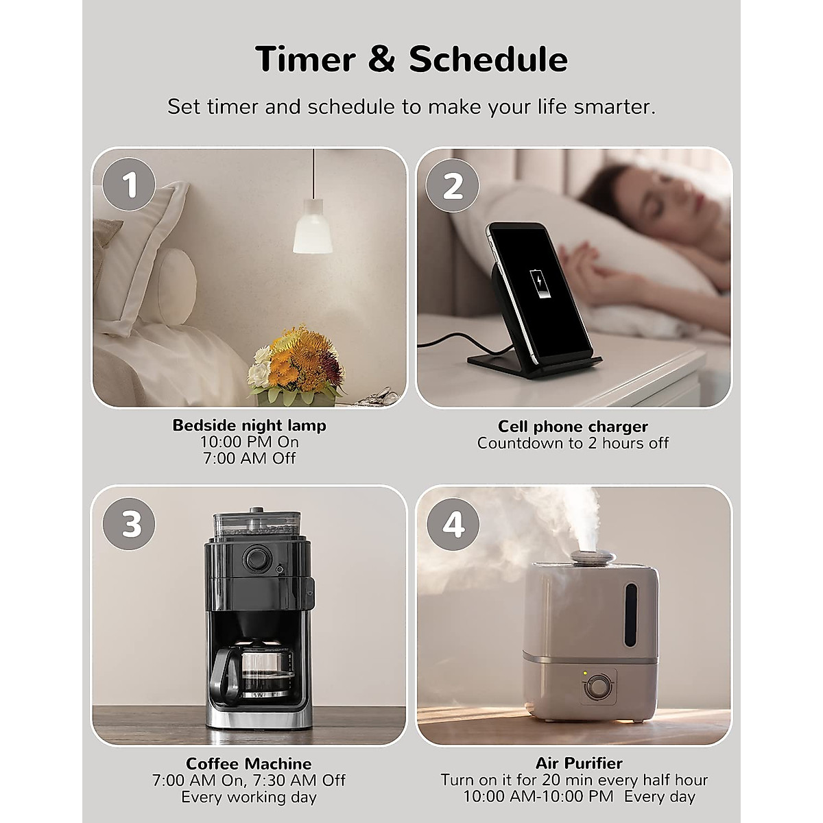 Smart Plug, PORIK WiFi Outlet Smart Home Plugs that Work with Alexa, Google Assistant & SmartThings, Smart Socket with Remote and Voice Control, Timer & Schedule, No Hub Required, 4 pack
